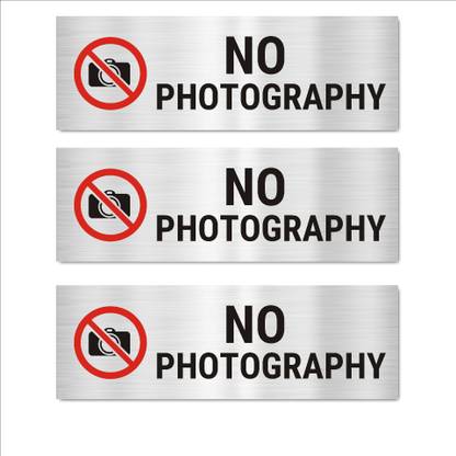 Mindcraftz No Photography Sticker Silver Red color Board Emergency Sign ...