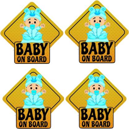 HindK 10.16 cm BABY ON BOARD Sticker Pack Of 4 (2 sizes)| SAFETY FIRST ...