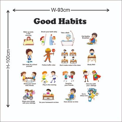 Wallzone 100 cm Good Habits|Kids|Education Self Adhesive Sticker Price ...