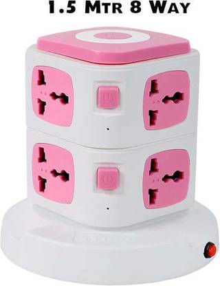 OREVA Powerlink with 1.5 Mtr 8 Way multi plugs 8 Socket Extension ...