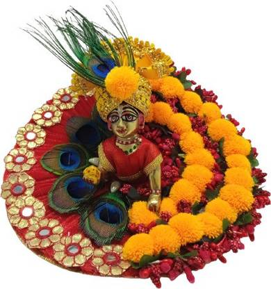 Kanha Laddu Gopal Mor Pankh & Pom Pom Design With Matching Mukut Size 0 ...