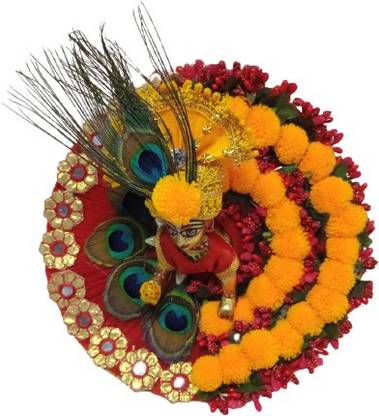 Kanha Laddu Gopal Mor Pankh & Pom Pom Design dress With Matching Mukut ...