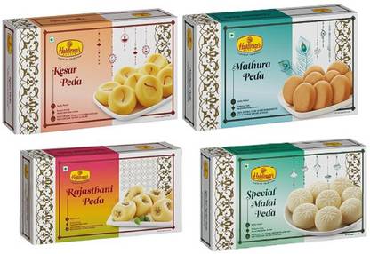 Haldiram's Nagpur Combo Peda Pack (Rajasthani, Kesar, Mathura, Special ...