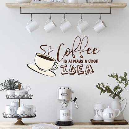 Vasl 85 cm Coffee Quote Wall Stickers for Kitchen Restaurant / Printed ...