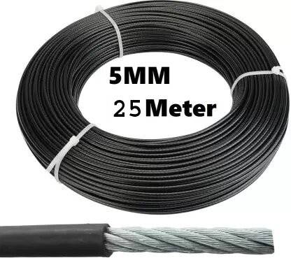 YMD (5 MM, 25 Meter) Gym Machine Wire Rope PU Coated Cable Inside Steel ...