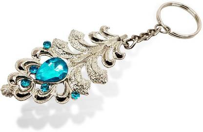 BIGWHEEL Premium Silver Omg Krishna Peacock Feather with Blue Stone ...