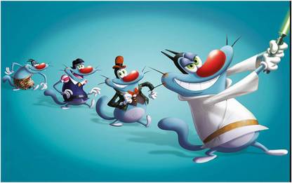 Oggy And The Cockroaches Poster For Room Paper Print - Animation ...