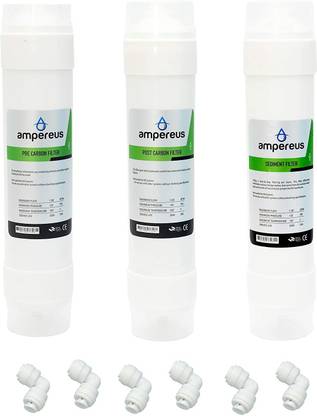 AMPEREUS Complete Set Pre Carbon/Sediment/Post Carbon Filter & Fitting ...