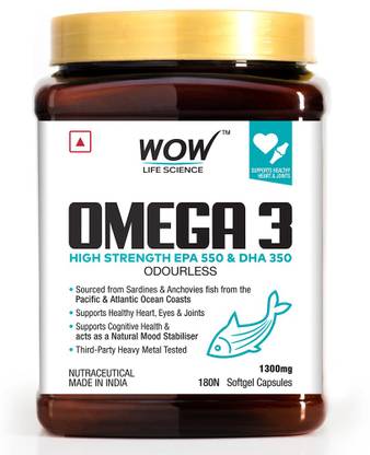 WOW Life Science Omega-3 1300 mg EPA + DHA Price in India - Buy WOW ...