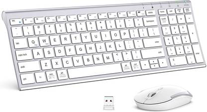 LAPCARE Wireless Keyboard& Mouse Combo-2.4G Ergonomic Design White ...