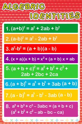 Maths Algebraic Identities Print for Students Paper Print - Educational ...