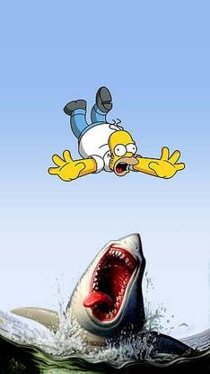 Homer Shark Requin Simpson Matte Finish Poster Paper Print - Animation ...