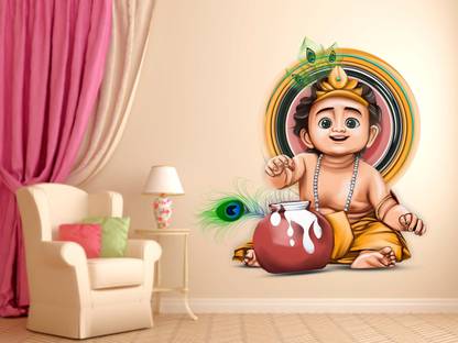 DivineDesigns 61 cm Shree Radhe Krishna Self Adhesive Sticker Price in ...