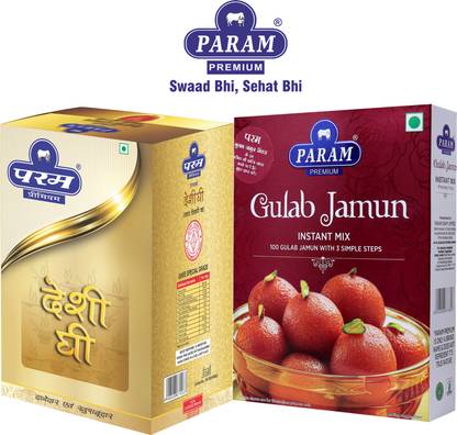PARAM Premium Desi Ghee 1kg with Gulab jamun mix powder 500g Ghee 1.5 ...