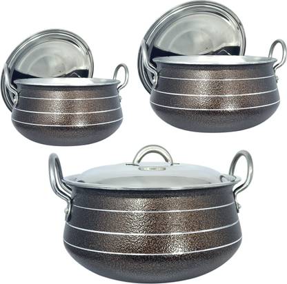 bartan hub Aluminium Handi Set of 3 ( Dishwasher safe , Gas Stove ...