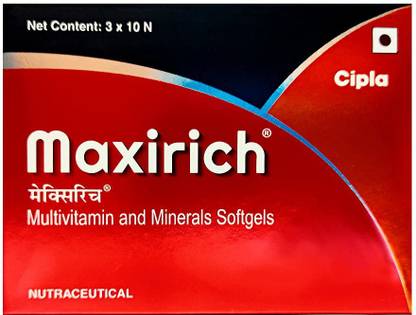 Cipla Maxirich Multivitamin and Minerals Soft gel capsules Pack of 30 ...