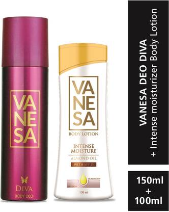 Vanesa Diva Deodorant Spray For Women And Intense Moisture Body Lotion ...