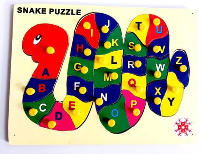 cheel Wooden Capital Alphabet Snake Knob Puzzle Learning For Kids (26 ...