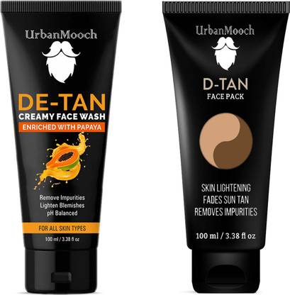 UrbanMooch DeTan Face Wash & DeTan Face Pack Instant Tan Removal Combo ...
