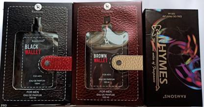 Buy RAMSONS Black Wallet + Brown Wallet + Rhymes Premium Perfume Combo ...