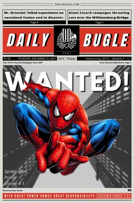 Spider Man Daily Bugle Poster 18 x 12 inch 300 GSM Paper Print - Movies ...