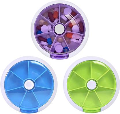 XAMILE 7 Day Rotating Pill Box Travel Pill Case Splitter Pill Organizer ...