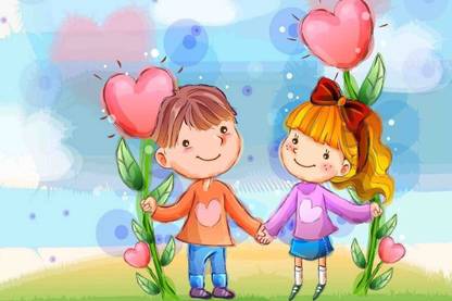 Lovable Cartoon Wall Poster|Cute Comic Girl & Boy Poster For Wall ...