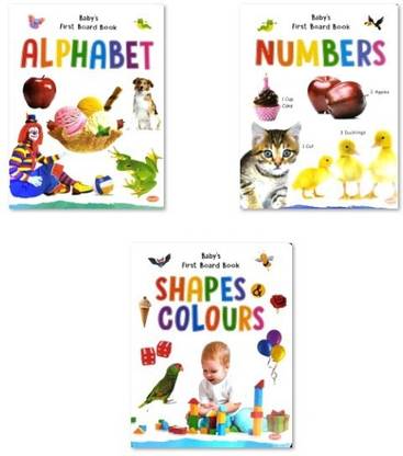 Baby's First Board Book - Set Of 3 - Alphabets,Numbers,Shapes & Colours ...