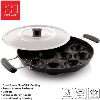 PPI Non Stick 12 Cavity Aluminium Appam Patra Appachatty with Lid 400 L ...