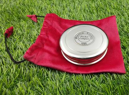 Ascent India Brass silver Finish Compass With Velvet bag Gift Compass ...
