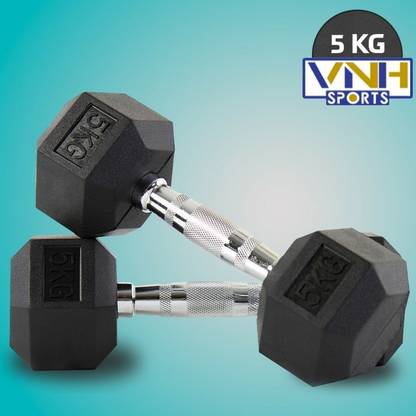 VNH Sports 5KG (5Kg X 2) Hexa Dumbbell Set for Gym & Home Workout Fixed ...