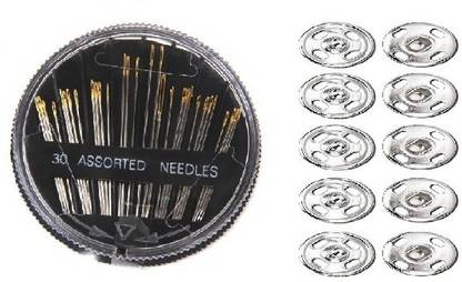 Kunfaya 1Pc Hand Sewing Needle Compact + 40Pc Tich Button/Snap ...