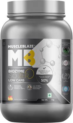 MUSCLEBLAZE Biozyme Iso-Zero Low Carb (Tropical Mango, 1 kg / 2.2 lb ...