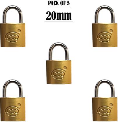 LAXMI Metal Pressing Lock 20mm with 3 key's Brass Polished Finish (PACK OF 5) Padlock - Buy ...