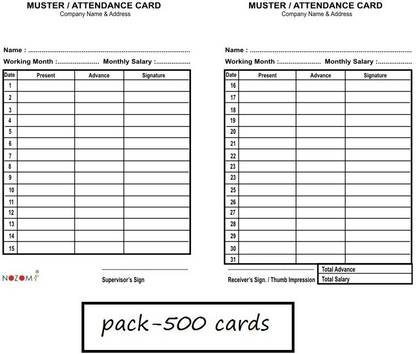 Flipkart.com | NOZOMI Paper MUSTER CARDS / STAFF ATTENDANCE CARD ...
