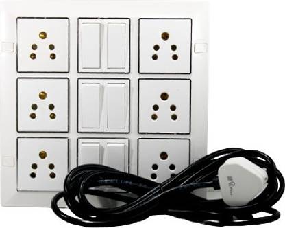 JELECTRICALS Modular Extension Board With 12 Meter Long Wire 6 Socket ...