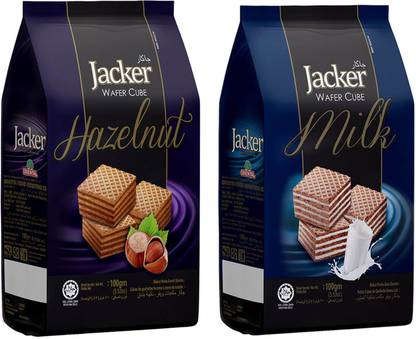 Jacker Wafer Cube Pack in Hazelnut and Milk Flavor 100g, (Pack of 2) Wafers Price in India - Buy ...