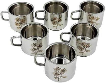 FarQue Pack of 6 Stainless Steel Pack of 6 Double Wall Steel Cups Price ...