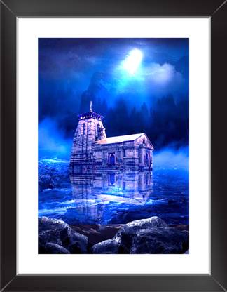 KEDARNATH SHIVA TEMPLE Wall Poster With Frame Paper Print - Religious ...