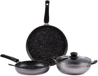 CREW4 GIFT SET OF 5_HAMMERTONE DOSA TAWA, FRY PAN_KADAI_GLASS LID ...