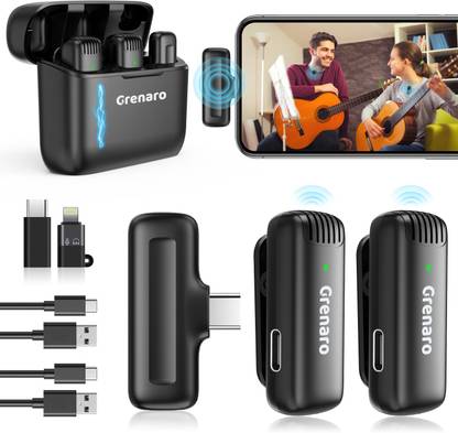 Grenaro Wireless Mic Noise Reduction with Type-C Android & iPhone (One ...