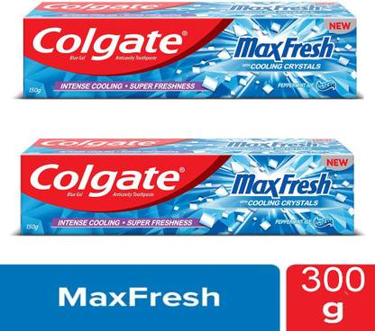 Colgate Maxfresh Blue Gel Peppermint Ice (Pack of 2) 300g Toothpaste ...