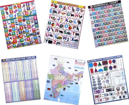 Nivita Kids Learning Charts, Hindi, India Map, Numbers, Alphabet ...