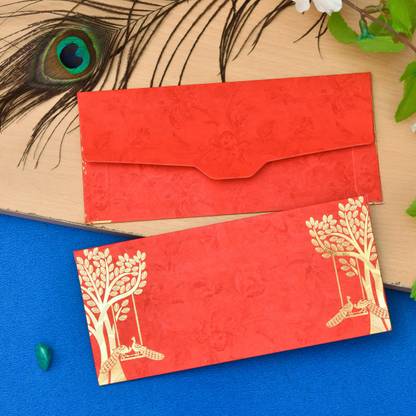 Anand Cards Metalic paper Peacock print design Shagun Envelope ...
