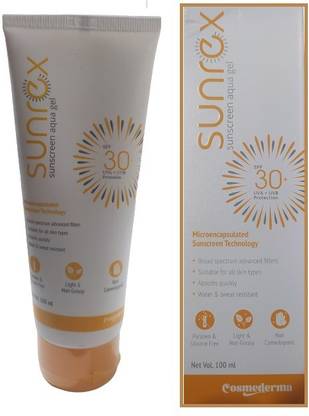 SUNREX Sunscreen - SPF 50 Sunscree aqua gel SPF 30+ UVA+UVB Protection ...