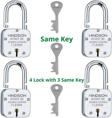 HINDSON 4 Same key lock 4 lock with common key Atoot 50mm multiple lock ...