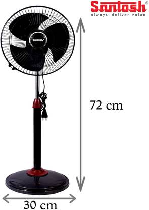 Santosh 12 Inch Bullet Mini Stand Fan Black 300 mm Ultra High Speed 3 ...