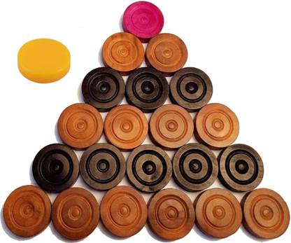 OZONIDE 24 Wooden Carrom Coins, Carrom goti Set with Striker 1 cm ...