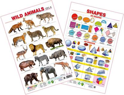 Spectrum Combo Educational Wall Chart (Wild Animals, Birds, Shapes ...