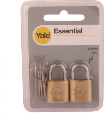 Yale Essential Series Solid Brass 20mm Ye1/20/111/2 (Pack Of 2) Padlock ...